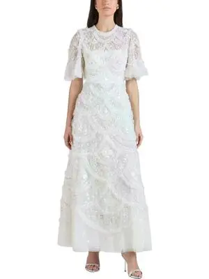 NEEDLE & THREAD Carmen Embellished Maxi Dress - White