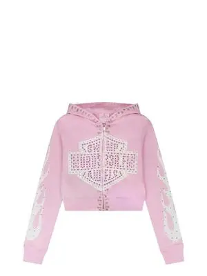 MURD333R.FM Crystal Embellished Zip-Up Hoodie