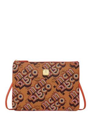 Mcm Aren Crossbody Pouch In Disco Visetos - Cognac