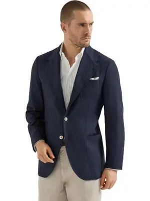 Brunello Cucinelli Cashmere Batavia Deconstructed Blazer With Patch Pockets - Blue