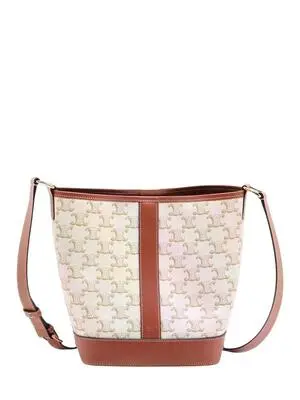 Celine Small Triomphe Coated Canvas Bucket Bag - Neutrals