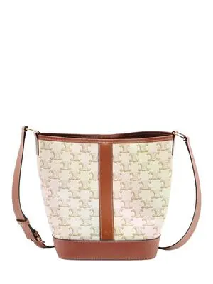 Celine Small Triomphe Coated Canvas Bucket Bag - Neutrals