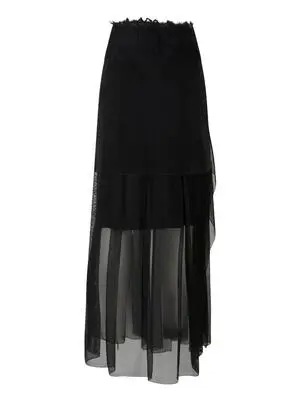 Alberta Ferretti Lace-trim Pleated Midi Skirt - Black