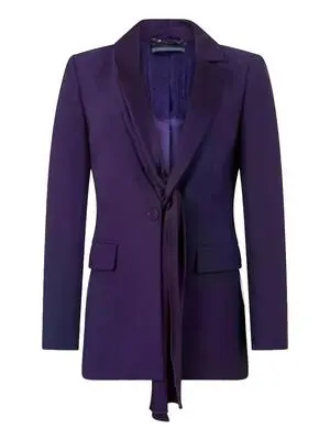Alberta Ferretti Single-breasted Blazer With Scarf Detail - Purple