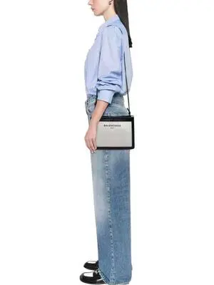 Balenciaga Canvas Navy Pochette Crossbody Bag - Brown