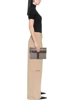 Gucci Ophidia Gg Supreme Web Clutch Bag - Neutrals