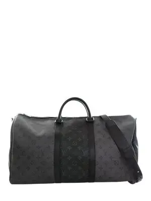 LOUIS VUITTON Monogram Eclipse Reverse Keepall Bandouliere 50 Travel Bag - Black