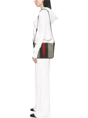 Gucci Gg Supreme Web Crossbody Bag - Neutrals
