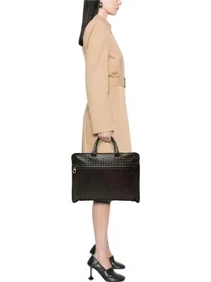Bottega Veneta Nappa Intrecciato Business Bag - Brown