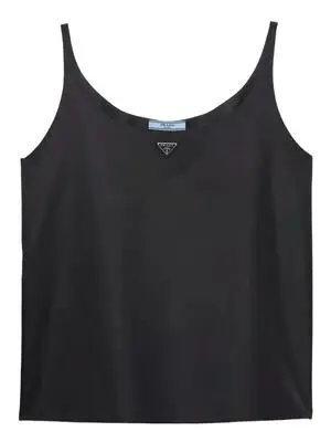 Prada Re-nylon Tank Top With Enamelled Triangle Logo - Black