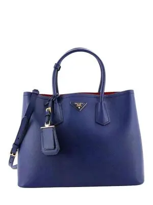 Prada Prada Cuir Double Saffiano Leather Medium Tote Bag Blue