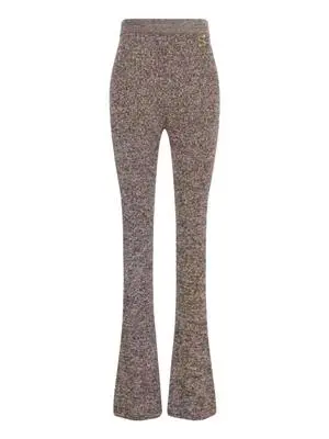 Sportmax Ribbed-knit Flared Trousers - Brown