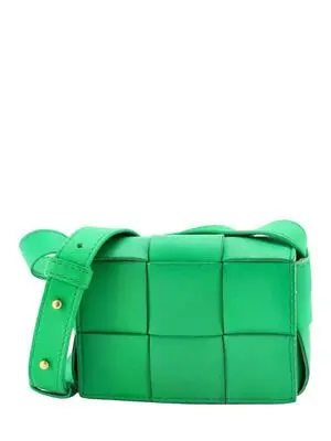 Bottega Veneta Cassette Maxi Intrecciato Leather Candy Crossbody Bag - Green