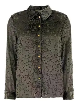 Alberta Ferretti Floral-devoré Velvet Shirt - Grey