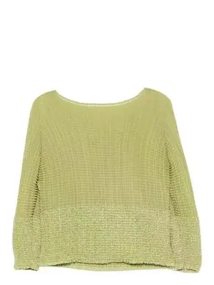 Issey Miyake Three-quarter Sleeve Textured Top - Green