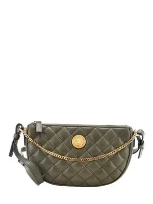 Versace La Medusa Quilted Leather Half Moon Crossbody Bag - Green