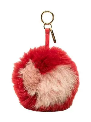 Fendi Fur Heart Pom Pom Bag Charm - Red