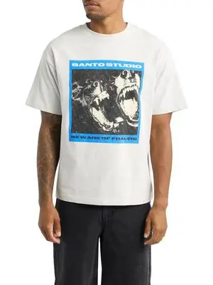 SANTO STUDIO Beware Of Frauds Graphic T-shirt - Fade Grey