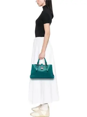Bottega Veneta Bottega Veneta Small Nappa Intrecciato Roma Satchel Blue