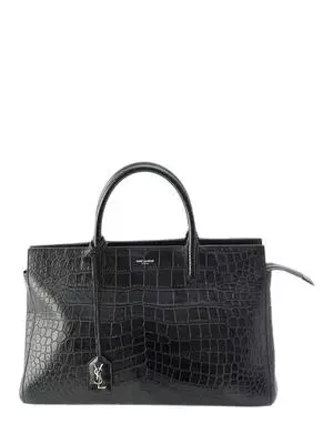 SAINT LAURENT Saint Laurent Medium Croc Embossed Calfskin Satchel