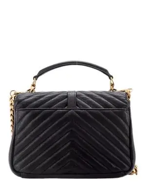 Saint Laurent Saint Laurent Matelassé Chevron Leather Monogram College Shoulder Bag Black