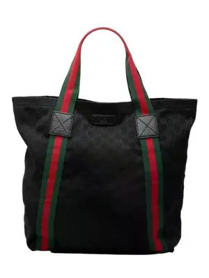 Gucci 2000-2015 Gg Canvas Web Tote Bag - Black