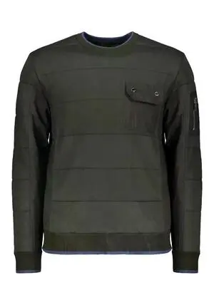 MOORER Quilted Crew Neck Sweater - Green