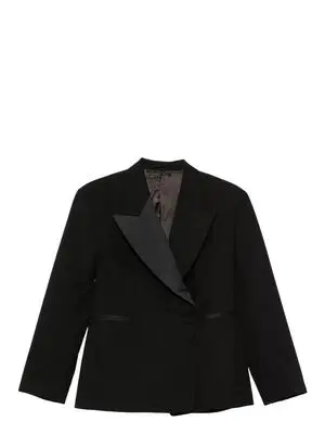 WALES BONNER Double-breasted Peak Lapel Blazer - Black