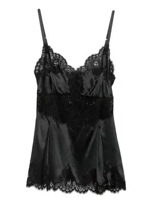 Dolce & Gabbana Lace-trimmed Satin Camisole - Black
