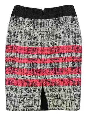 GIAMBATTISTA VALLI Giambattista Valli Vintage Tweed Pencil Mini Skirt With Stripes And Rear Slit