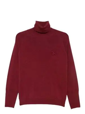 ERMANNO FIRENZE Er" Logo Embroidered High Neck Sweater - Red