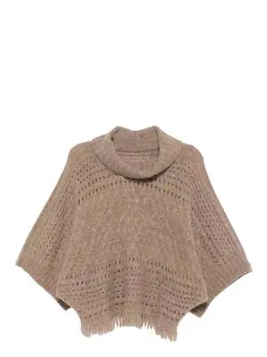 D.exterior Fringe-trim Open-knit Sweater - Brown