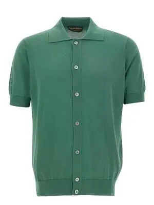 FILIPPO DE LAURENTIIS Short-sleeve Cotton Shirt - Green