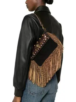 Kurt Geiger Oxford Fringed Shoulder Bag - Black