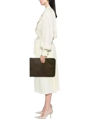 LOUIS VUITTON 1986 Monogram Poche Documents Portfolio - Brown