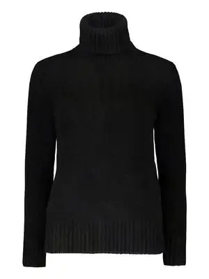 MOORER Ribbed Knit Roll-neck Sweater - Black