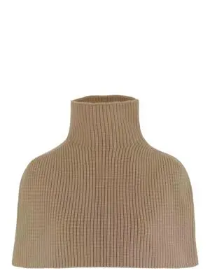 SA SU PHI SA SU PHI Ribbed-Knit Roll-Neck Cape Neutrals