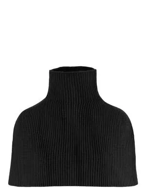 SA SU PHI Ribbed-knit Cashmere Cape - Black