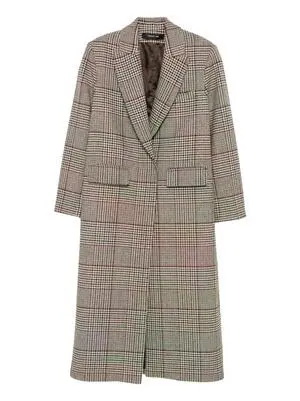 Federica Tosi Prince Of Wales Check Double-breasted Coat - Neutrals