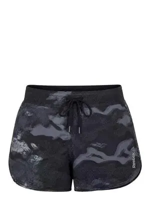 REEBOK Camouflage Print Drawstring Shorts - Black