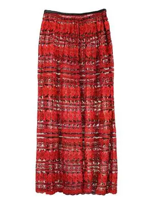 Comme Des Garçons Floral Embroidery Lace Midi Skirt - Red