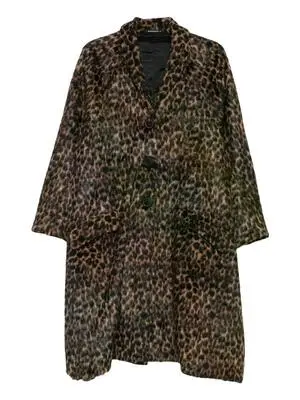 RUNDHOLZ Single-breasted Leopard Jacquard Coat - Brown