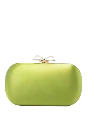 SELF-PORTRAIT Bow-detail Clutch Bag Green