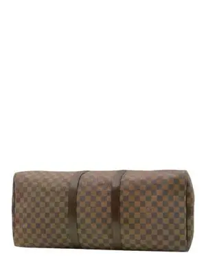 LOUIS VUITTON Damier Ebene Keepall Bandouliere 55 Travel Bag - Brown