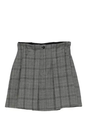 TELA Check-pattern Pleated Mini Skirt - Grey