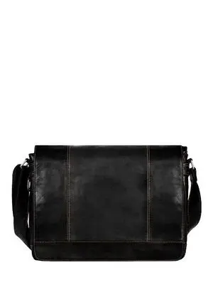 JACK GEORGES Voyager Full-size Leather Messenger Bag - Black