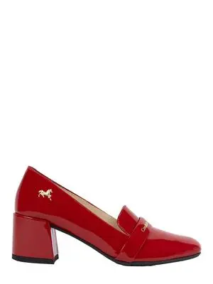 CAVALINHO Patent Leather Block Heel Loafers - Red