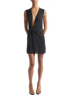 Alexander Wang Knotted Deep V Minidress - Black
