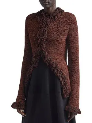 Proenza Schouler Textured Jacquard Top With Fringed Edges - Black/copper