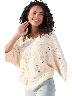 LASCANA Oversized Open Work Sweater - Beige